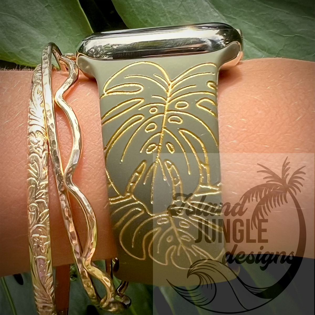 Monstera Deliciosa Silicone Watch Band Compatible with Series 1-9, SE ...