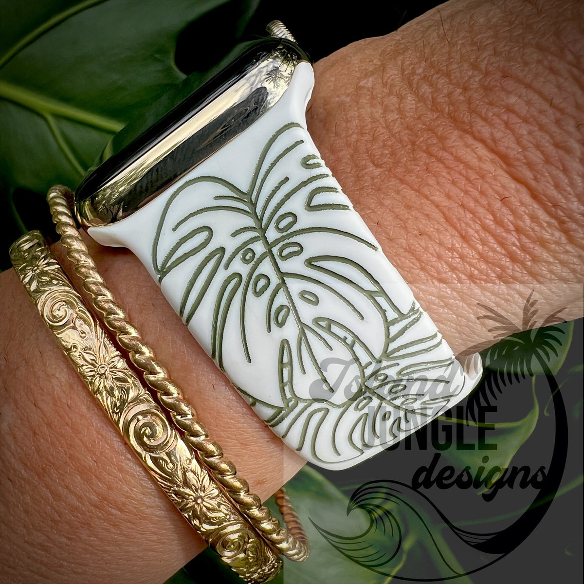 Monstera Deliciosa Silicone Watch Band Compatible with Series 1-10, SE ...